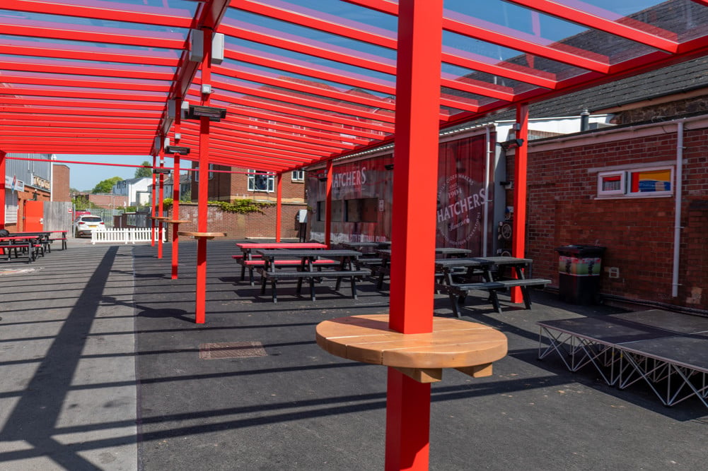 A New Canopy Covered Fan Zone At Exeter City Football Club