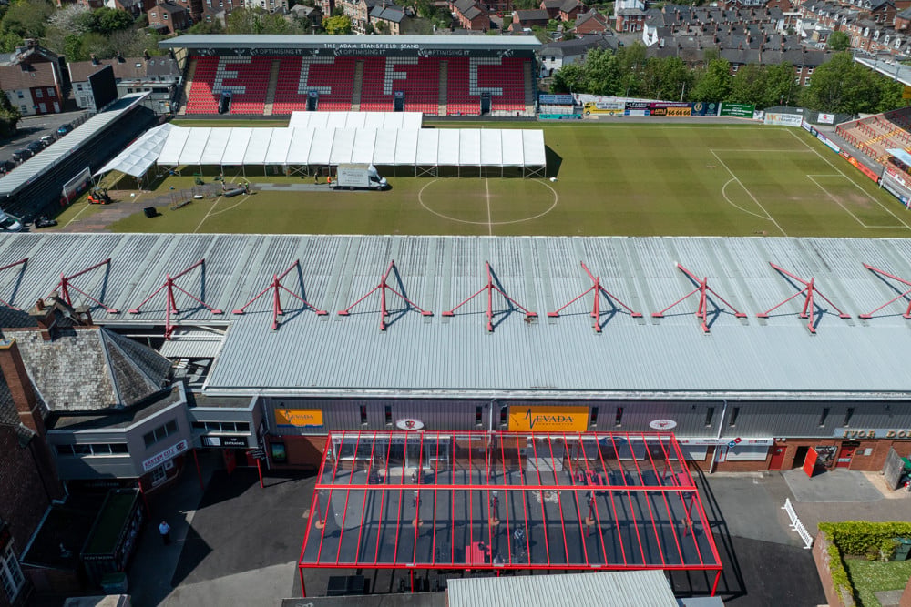 A New Canopy Covered Fan Zone At Exeter City Football Club