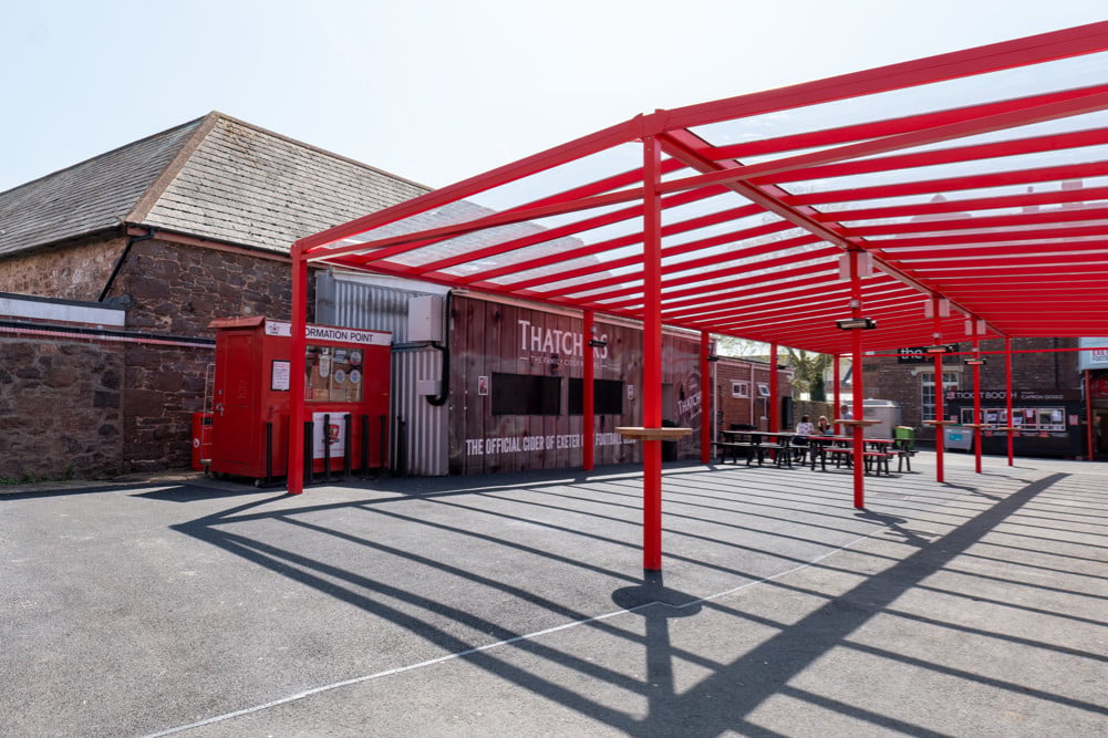 A New Canopy Covered Fan Zone At Exeter City Football Club